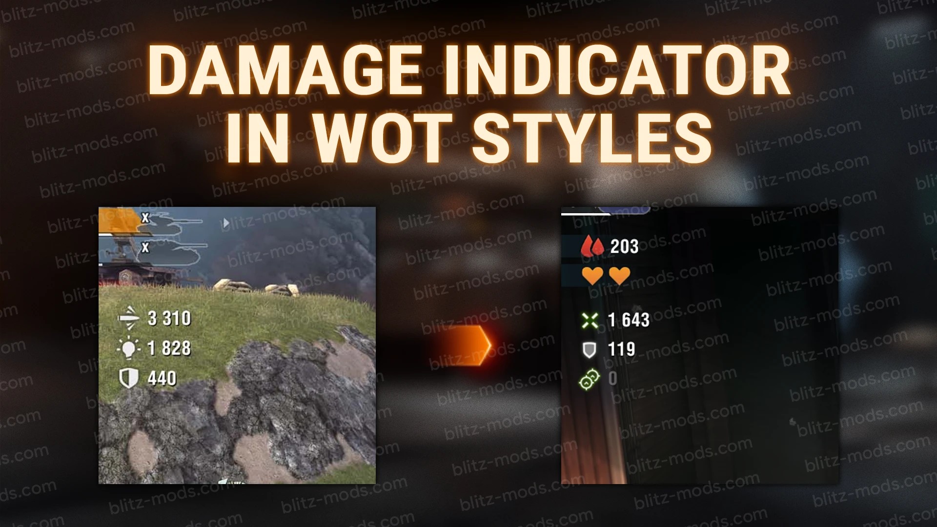 Download mod [WG] Damage Indicator in WoT (PC) Styles for WoTBlitz