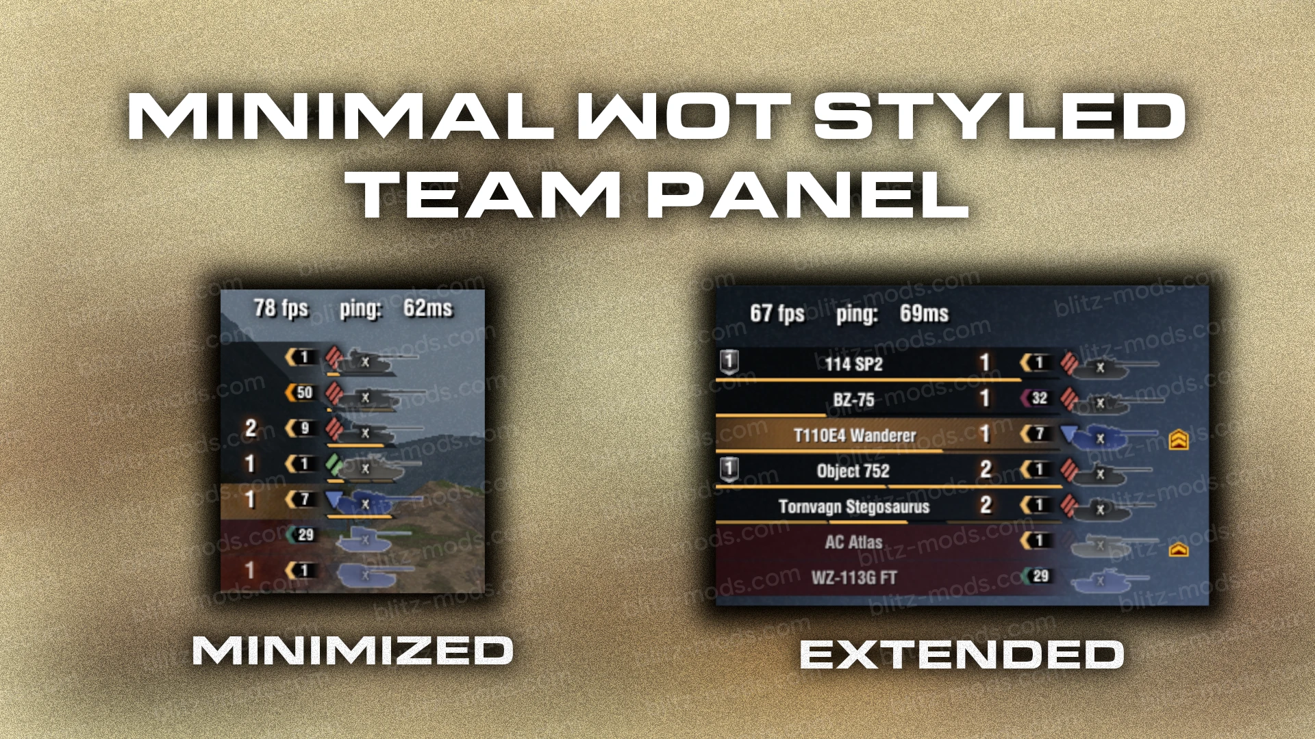 Download mod Minimal WoT Styled Team Panel for WoTBlitz