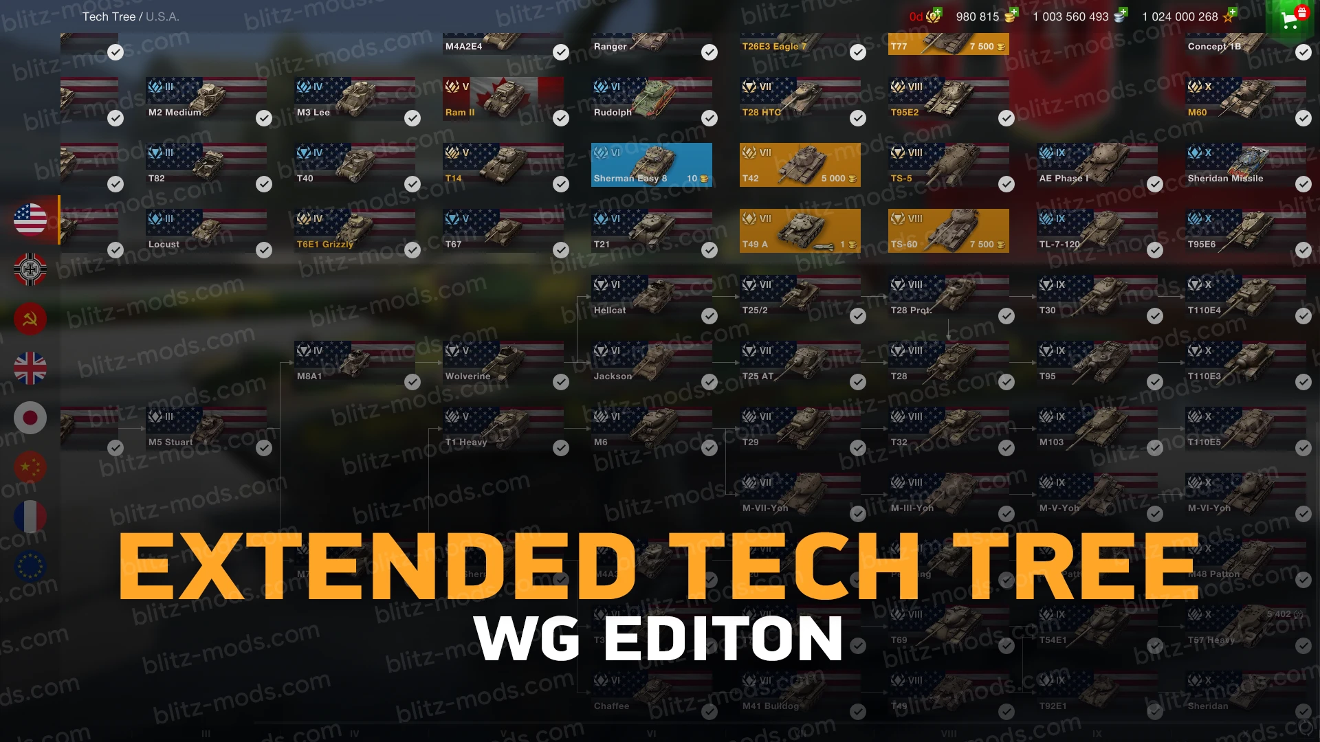 Download mod [WG] Extended Tech Tree for WoTBlitz