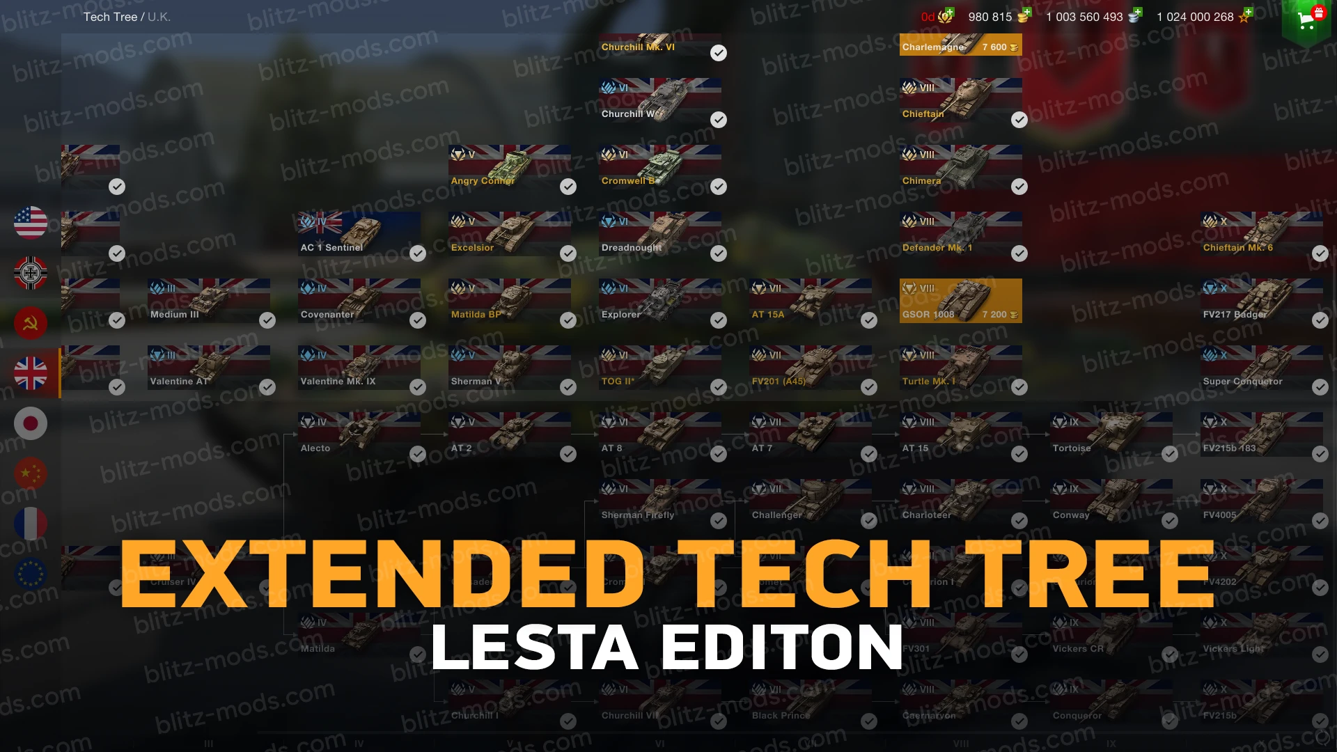 Download mod [LESTA] Extended Tech Tree for WoTBlitz